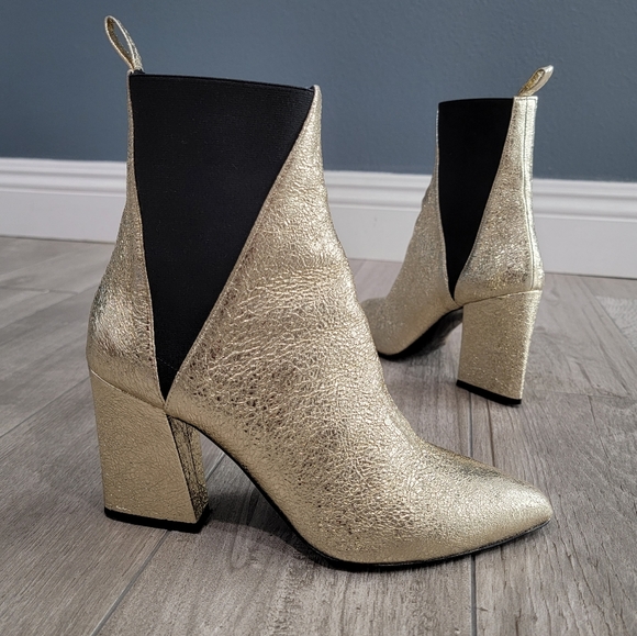 Aska | Shoes | Aska Troy Metallic Gold Ankle Booties 37 | Poshmark